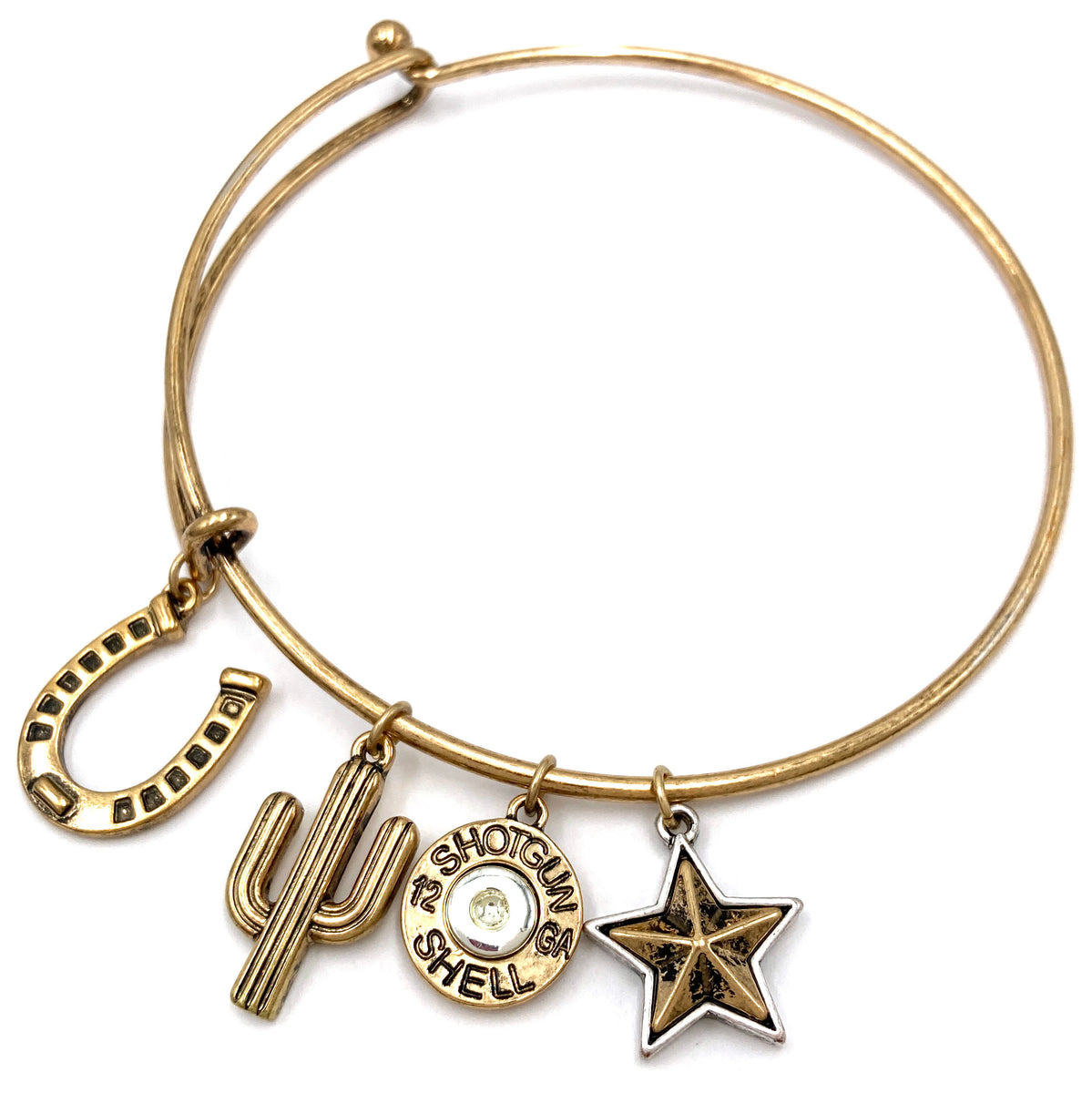 Gold Western Charm Bangle – Zelris